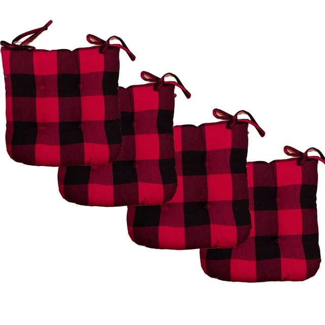 Fabstyles Buffalo Check 18" Chair Pad (Chair Cushion) with 100% Tufted ...