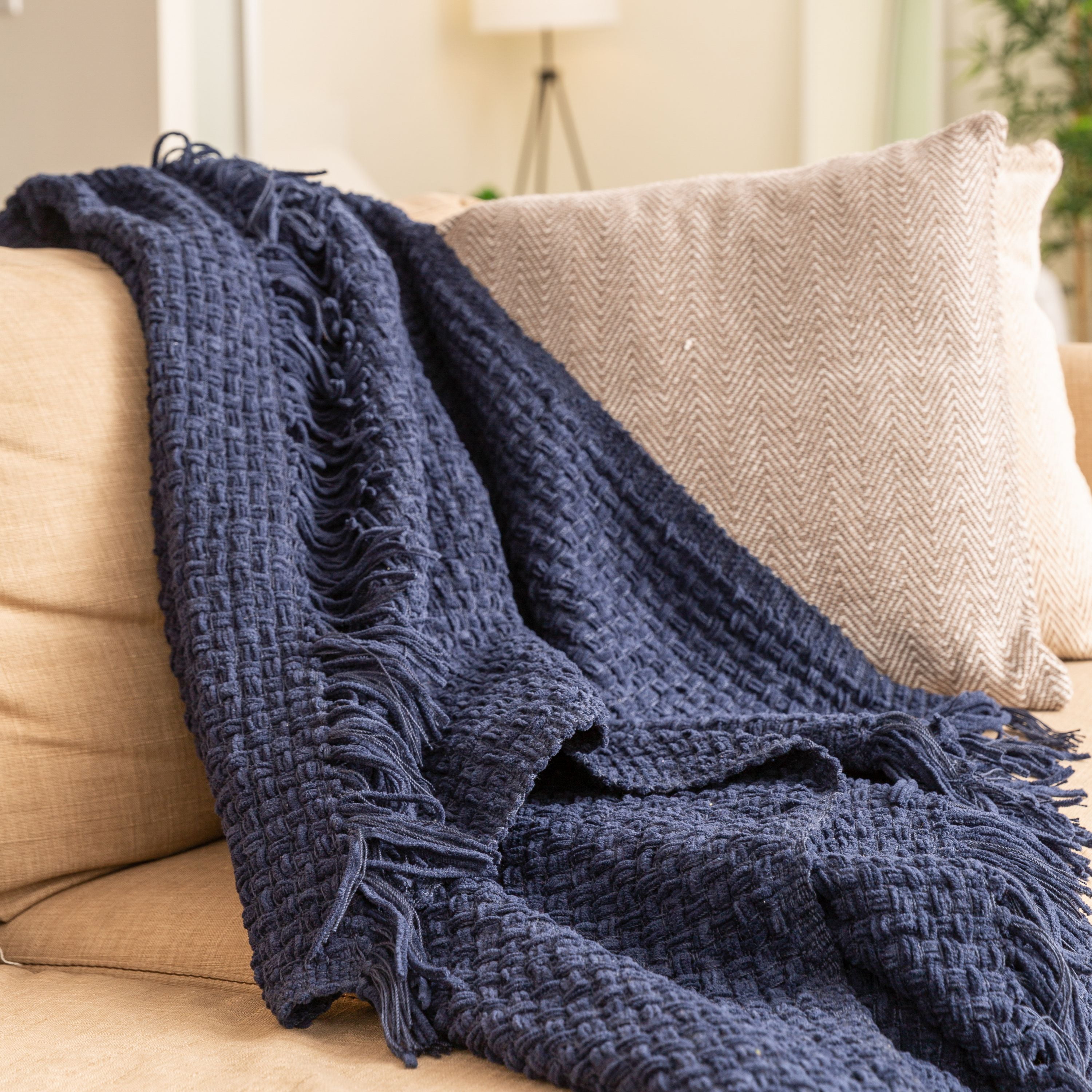 Fabstyles Chenille Basket Weave Polyester Throw Blanket Lilac - Walmart.com