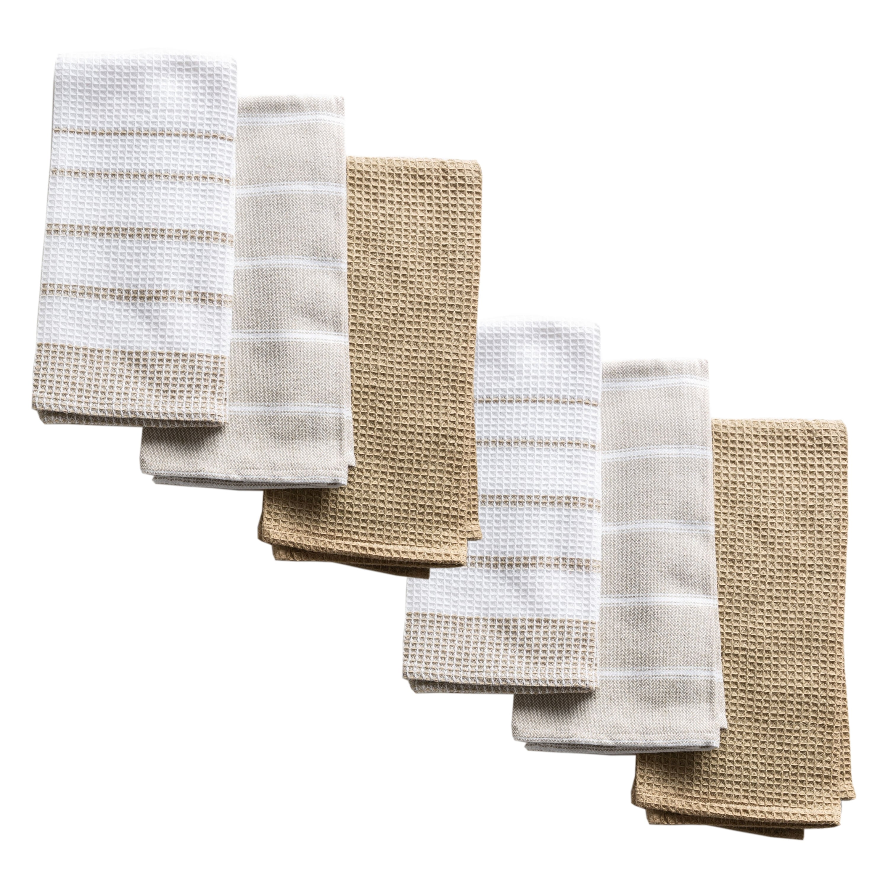 Fabstyles Fouta Cotton Kitchen Towels & Dischcloths Beige 18x26 Set of ...