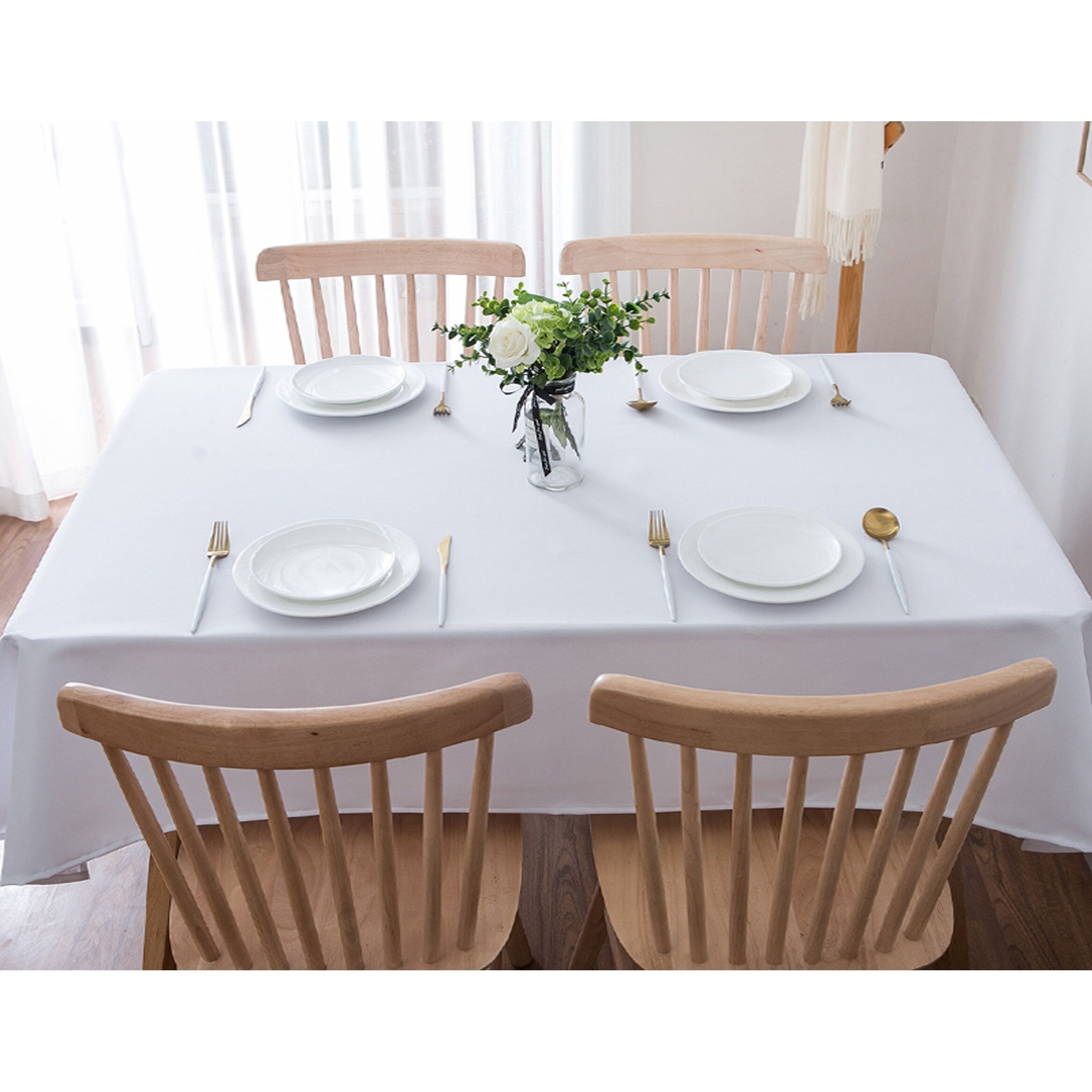 Fabstyles Hotel Solid White Cotton Tablecloth 54x72 Rectangle - Walmart.com