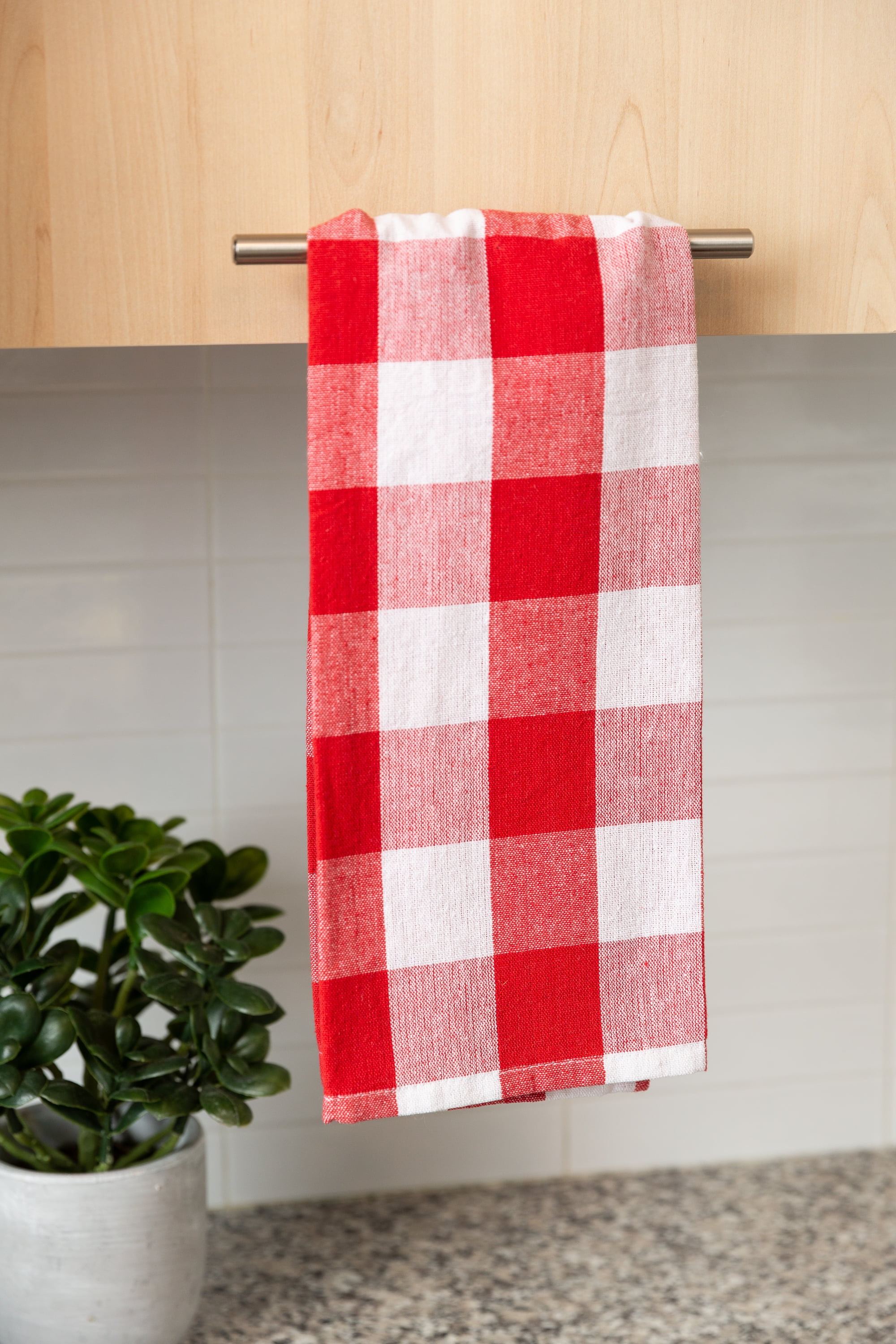 Fabstyles Solo Waffle Weave 4 Piece Kitchen Towel Set 100% Cotton, 28 ...