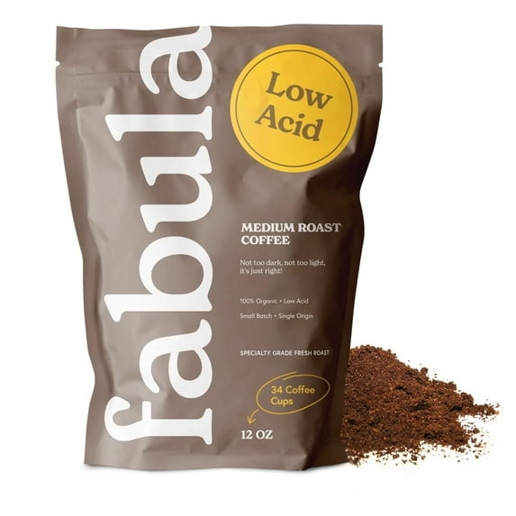 Fabula Low Acid Coffee, USDA Organic Ground Coffee Medium Roast - Non ...