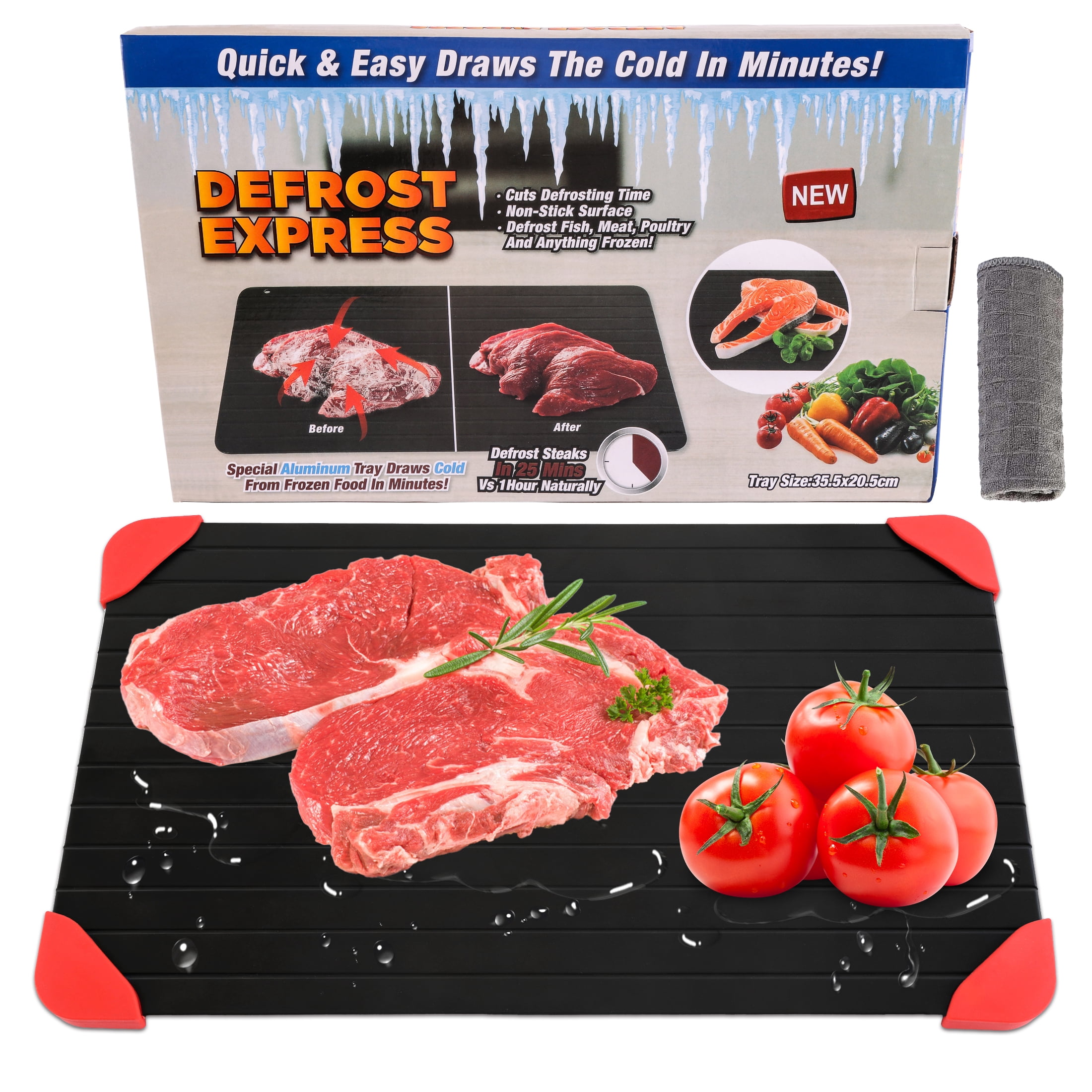Fabulas Defrosting Tray for Frozen Meat, 14 x 8 In Aluminum Thawing ...