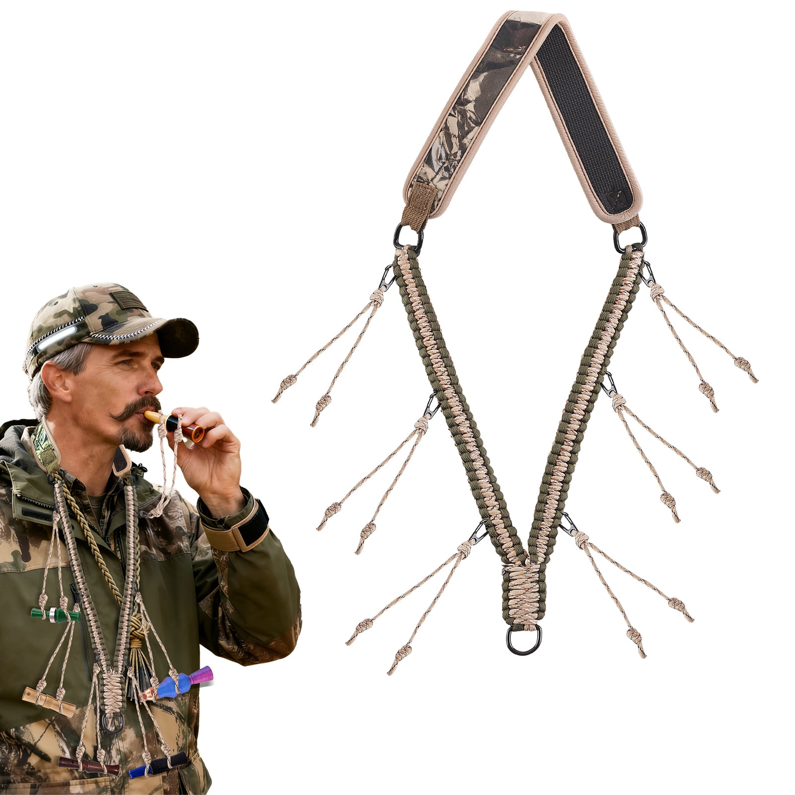 Fabulas Duck Call Lanyard For Hunting Hand Braided Camo Paracord