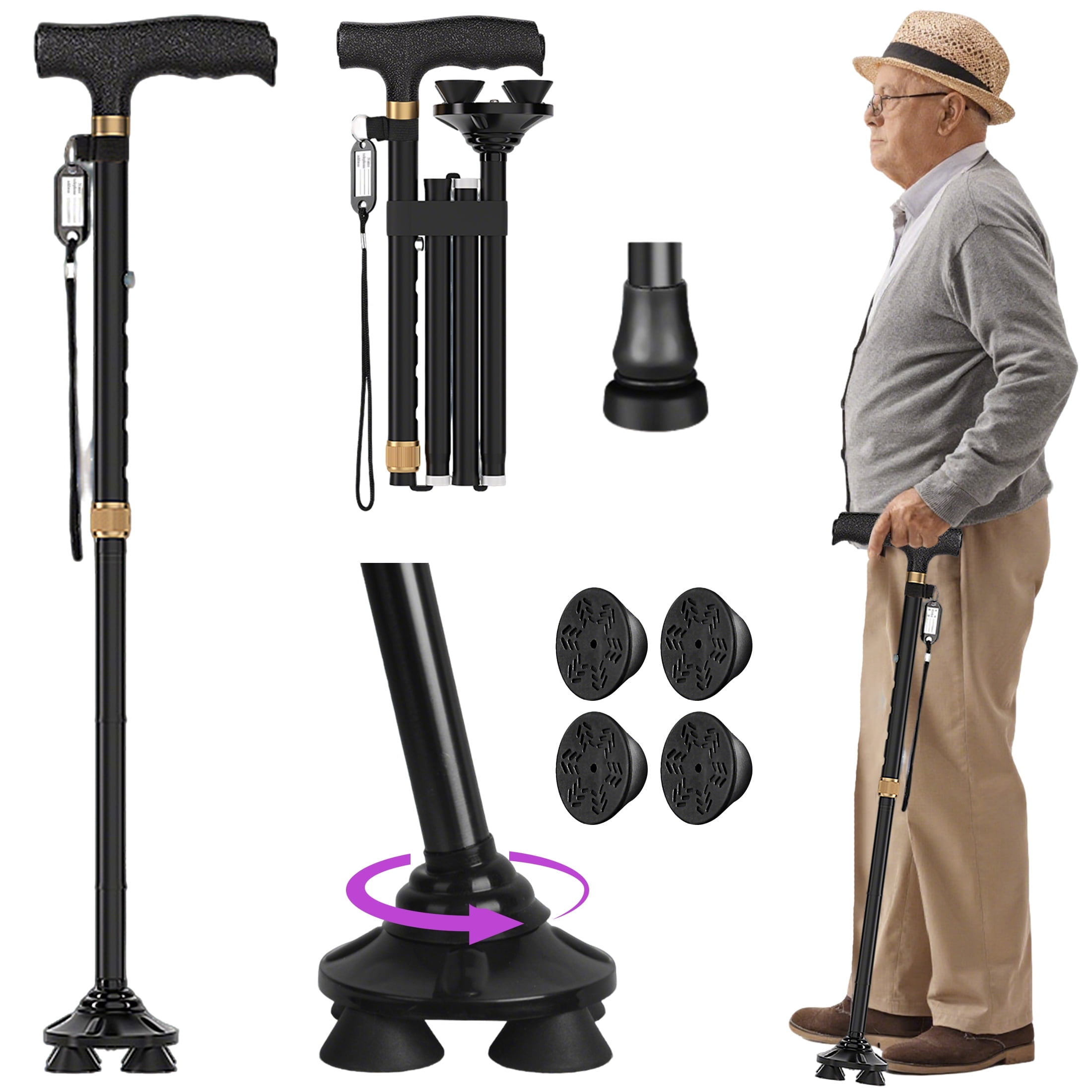 Fabulas Folding Walking Cane for Men Women, Adjustable Height Walking ...