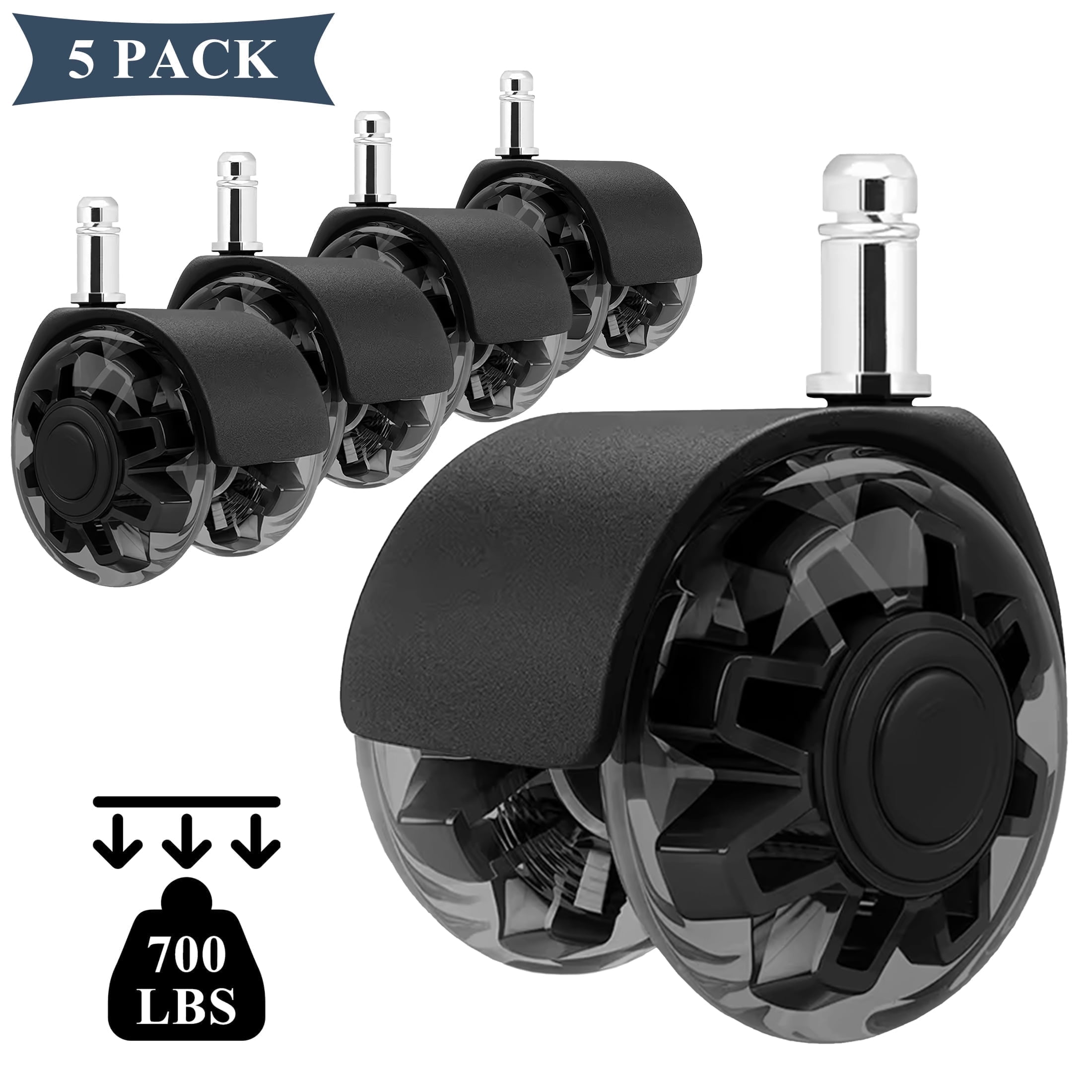 Fabulas Office Chair Caster Wheels Set of 5, 2" Heavy Duty Smooth ...