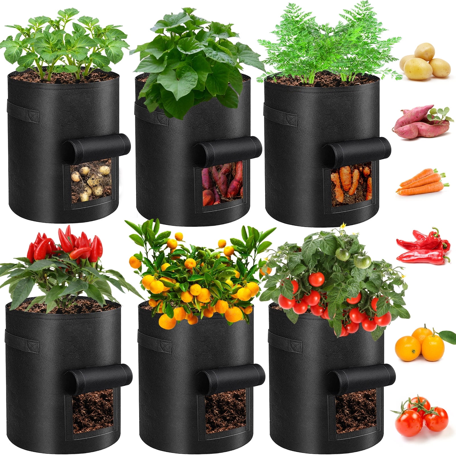 Fabulas Potato Grow Bags, 6 Pack 10 Gallon Potato Planter with ...