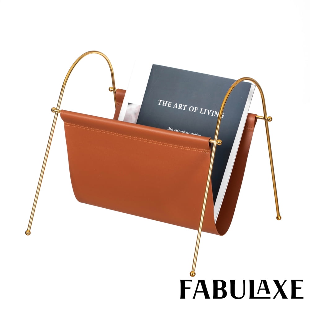 Fabulaxe 12-in Gold-Tone Metal Frame with Brown Leatherette Sling ...