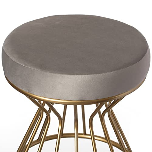 Fabulaxe Modern Round Velvet Stool with Bent Gold Metal Base Standard ...
