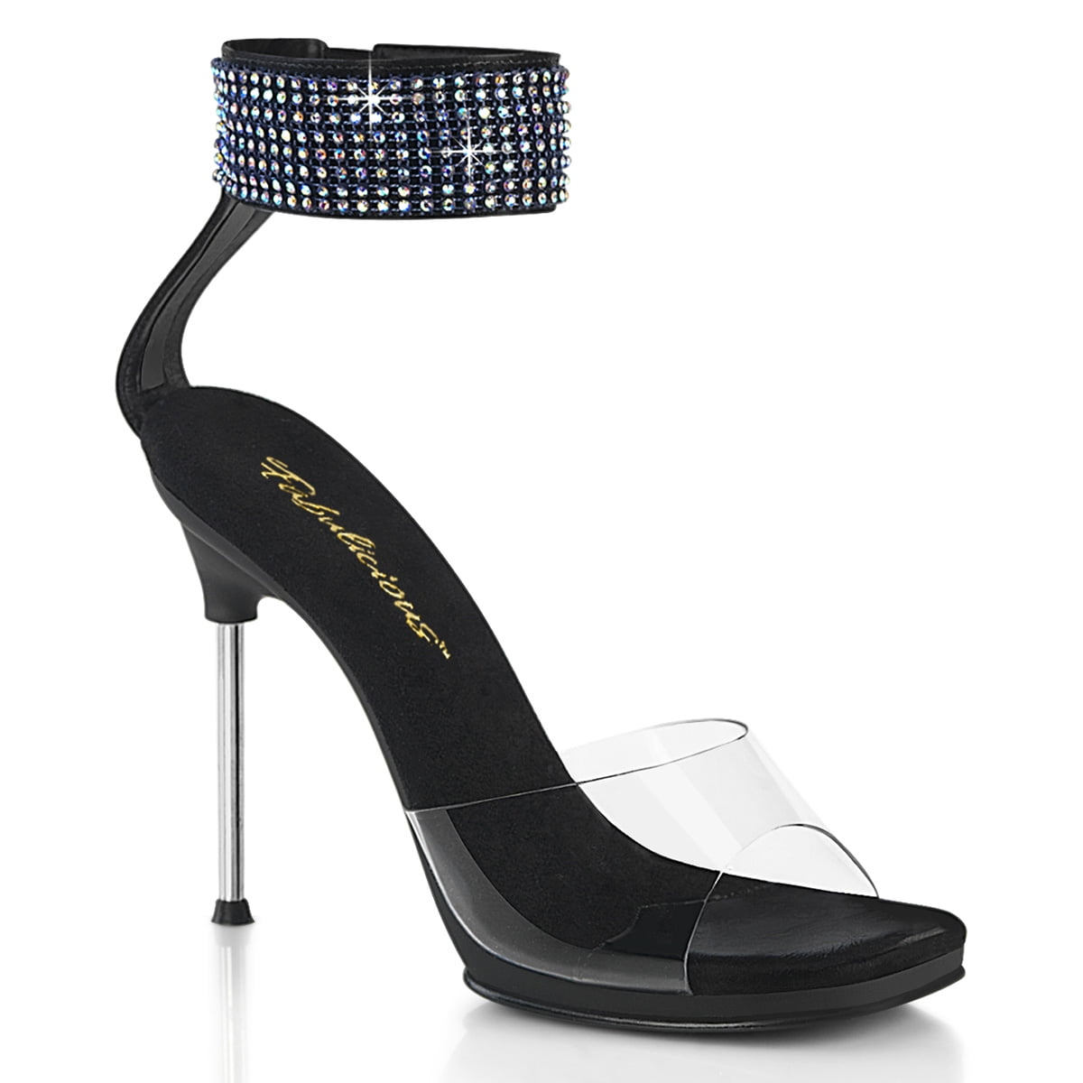 Fabulicious CHIC-40 4 1/2" Metal Stiletto Heel Black & Clear Evening ...