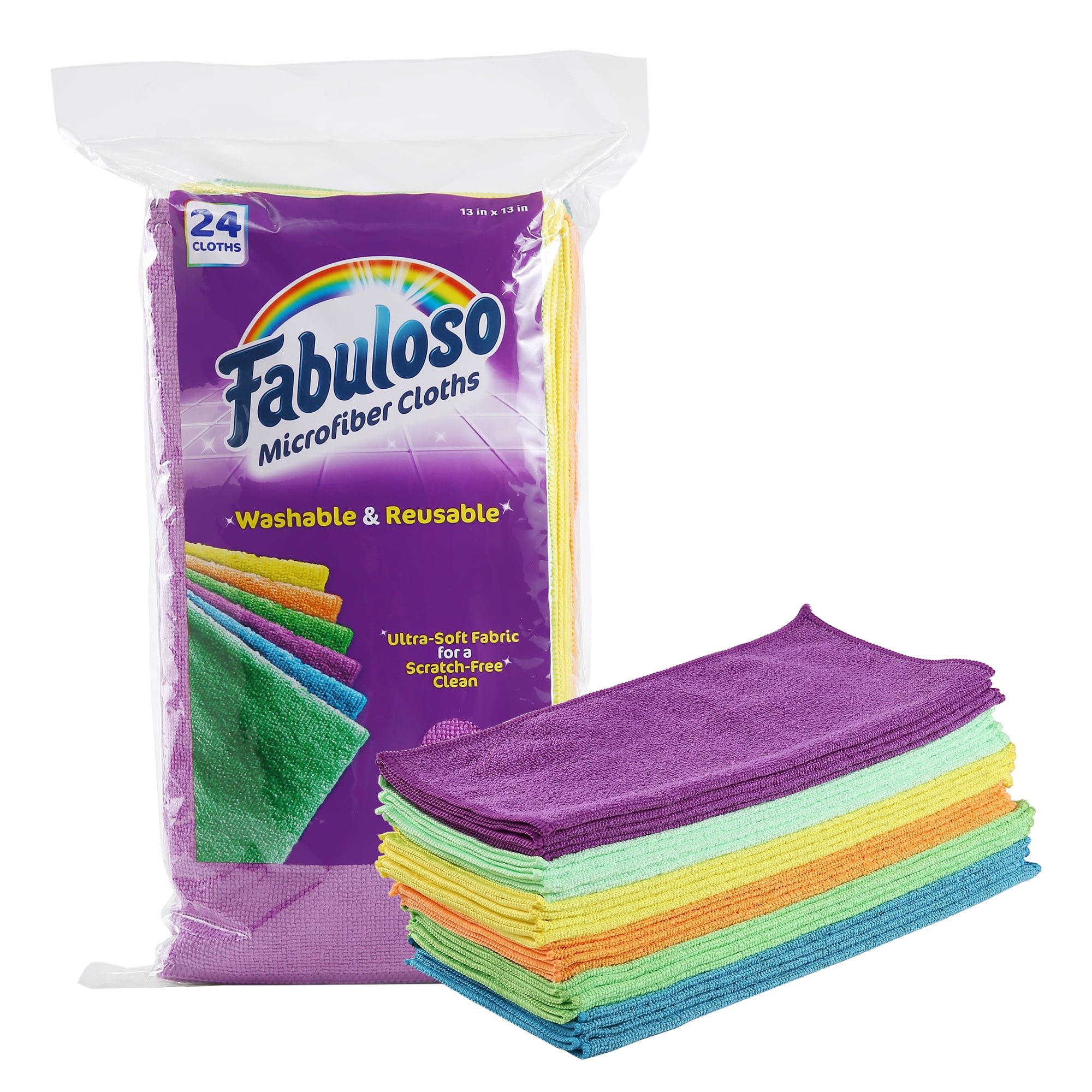 Fabuloso Microfiber Cleaning Cloths Rainbow 24PK - Walmart.com
