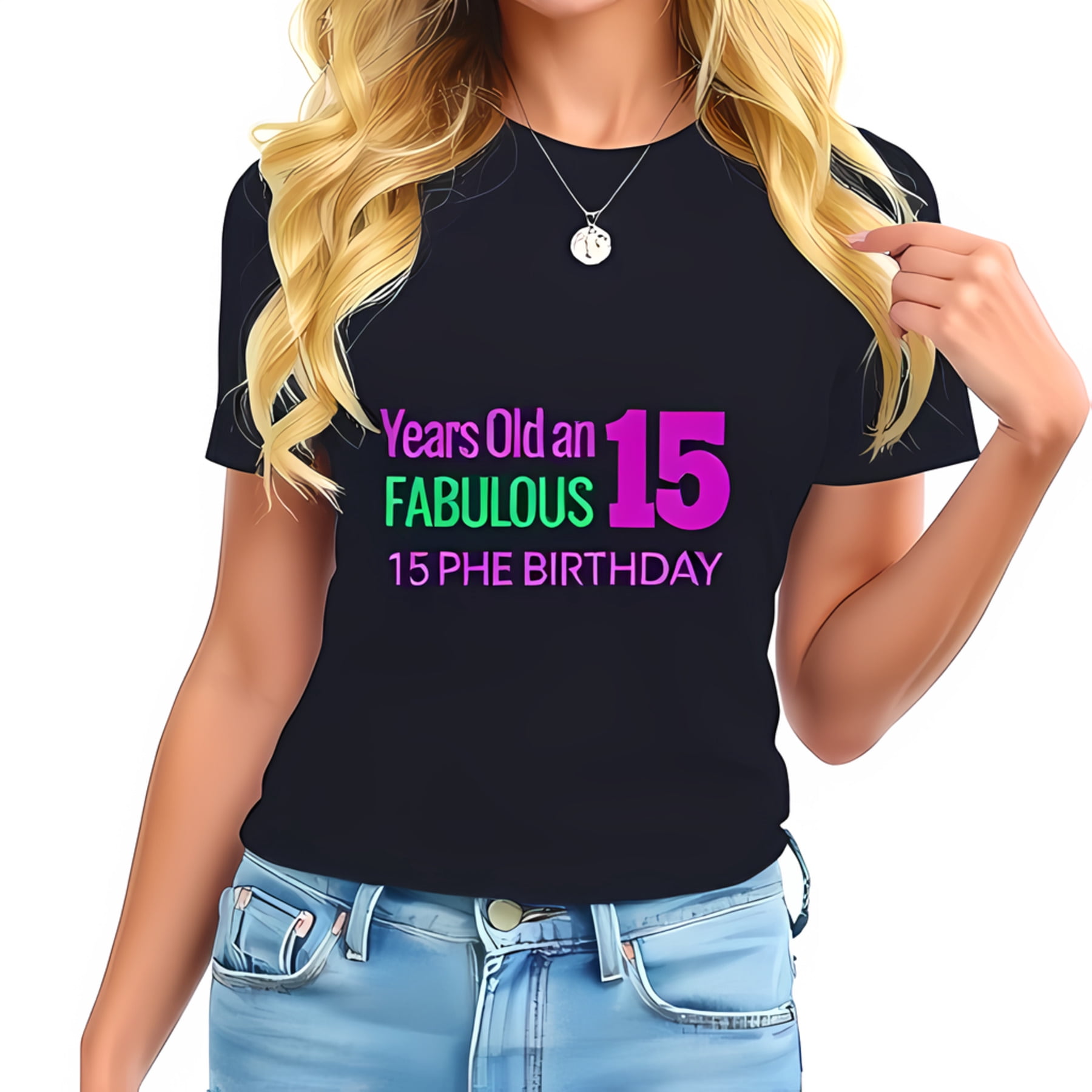 Fabulous 15 Birthday T-Shirt for Teens - Navy Blue Cotton Short Sleeve ...
