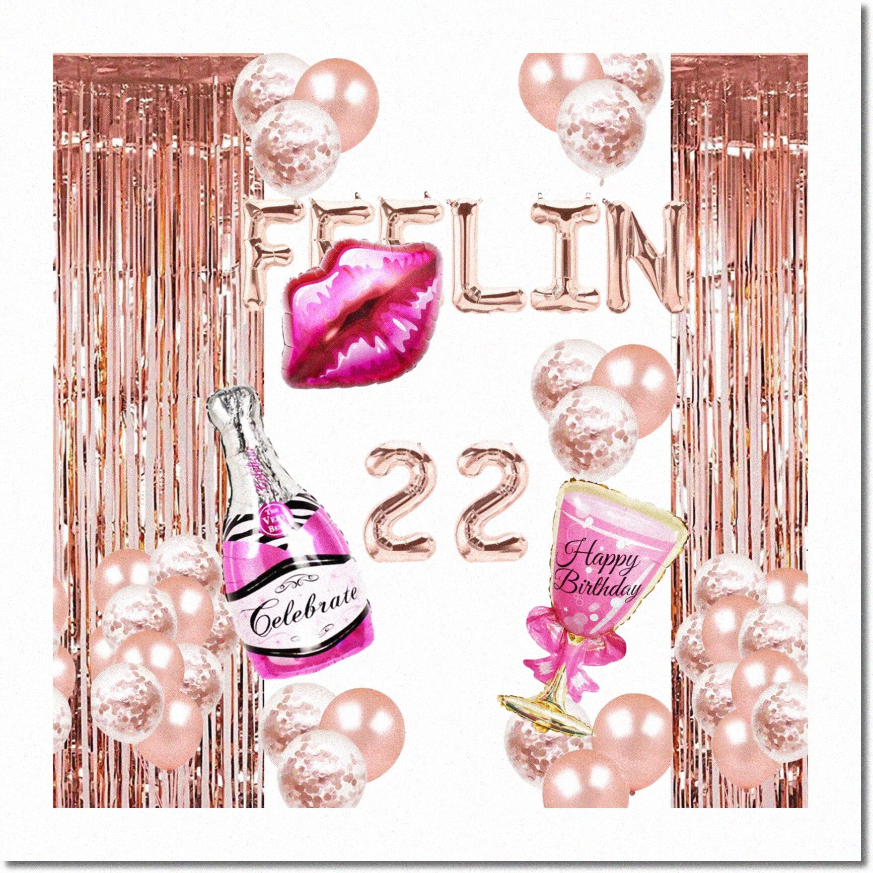 Fabulous 22nd Birthday Bash: Rose Gold Balloons & Party Decorations ...