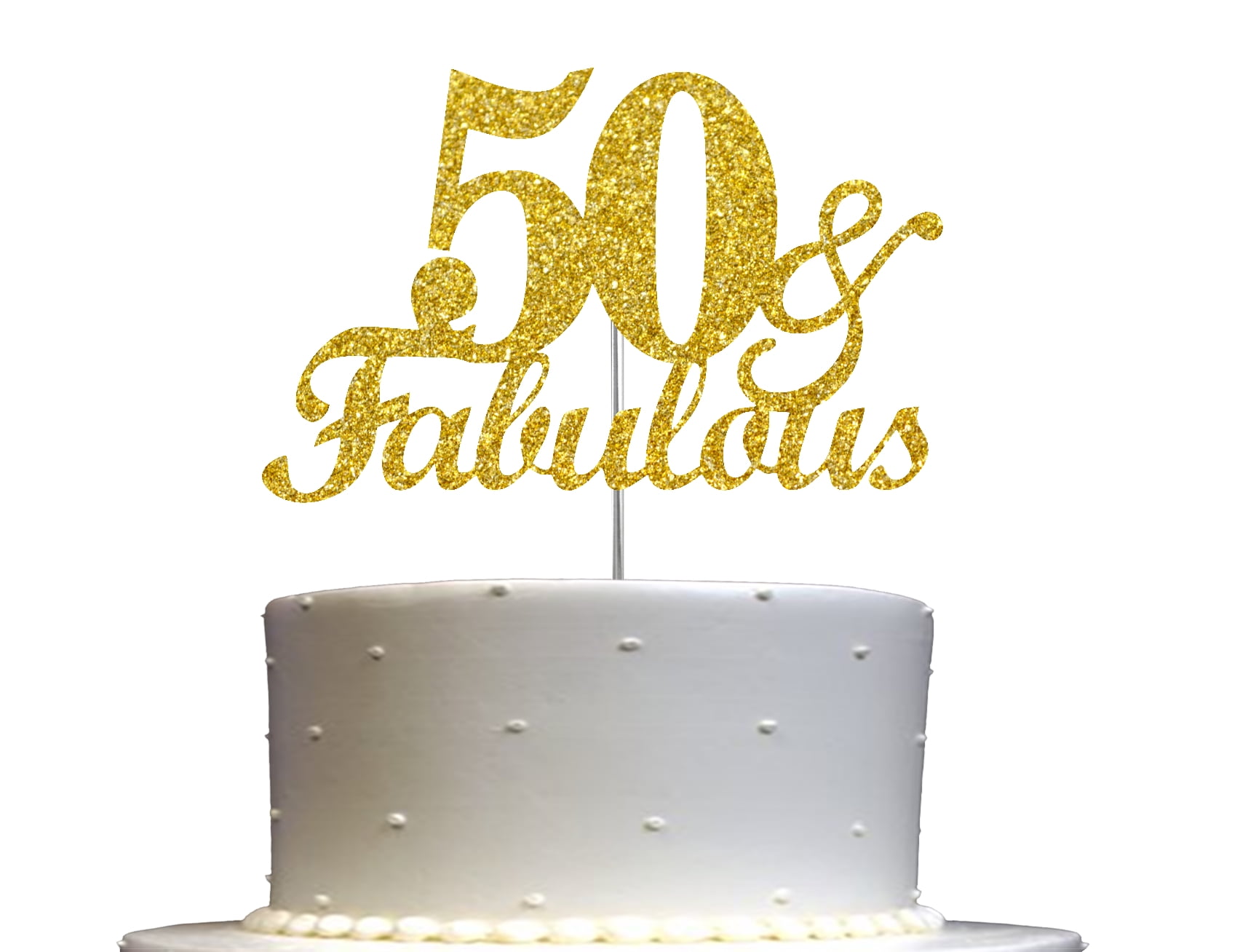 Fabulous & 50 Cake Topper Gold Glitter, 50th Birthday Party Decoration ...