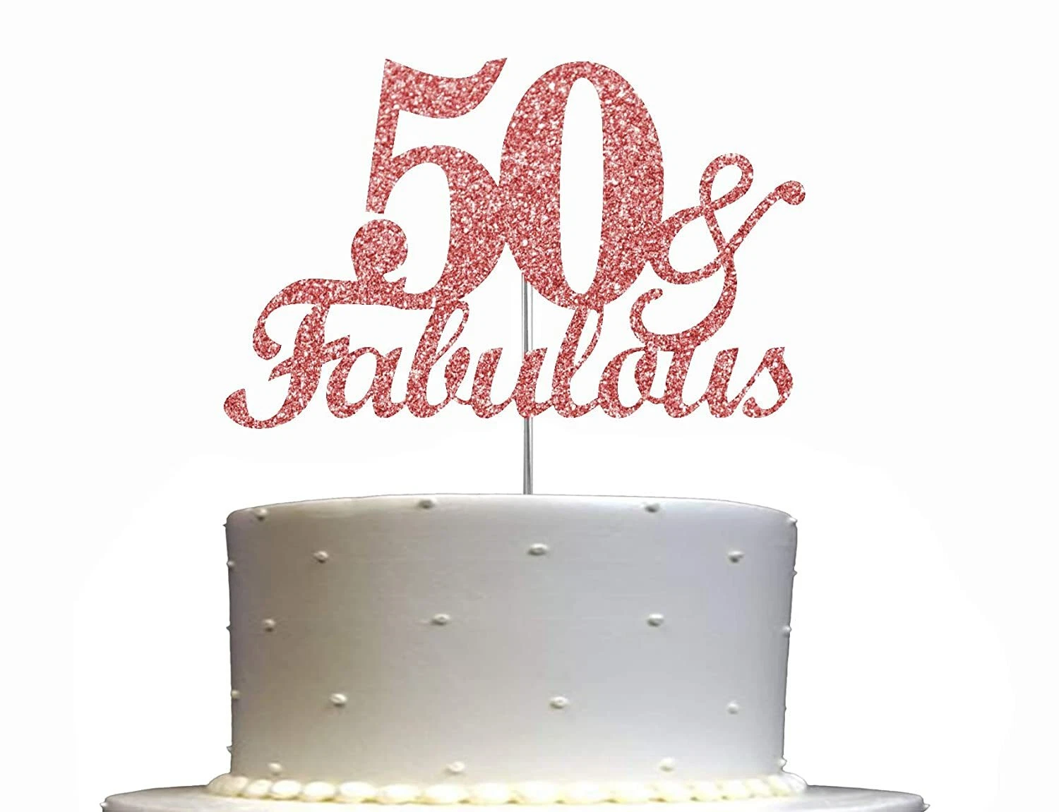 Fabulous & 50 Rose Gold Glitter Cake Topper, 50Th Birthday Party ...