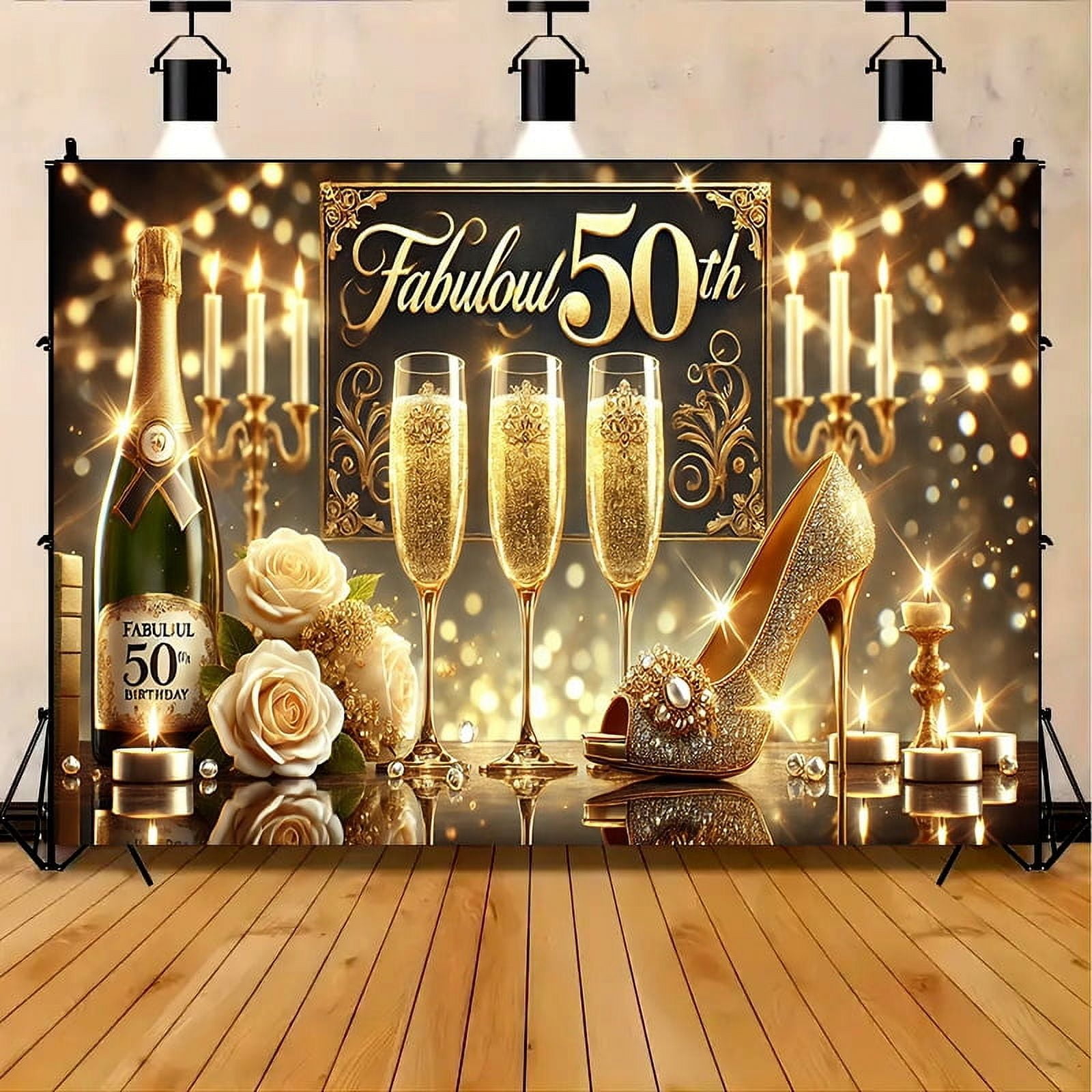 Fabulous 50th Birthday Party Backdrop Happy 50th Birthday Party ...