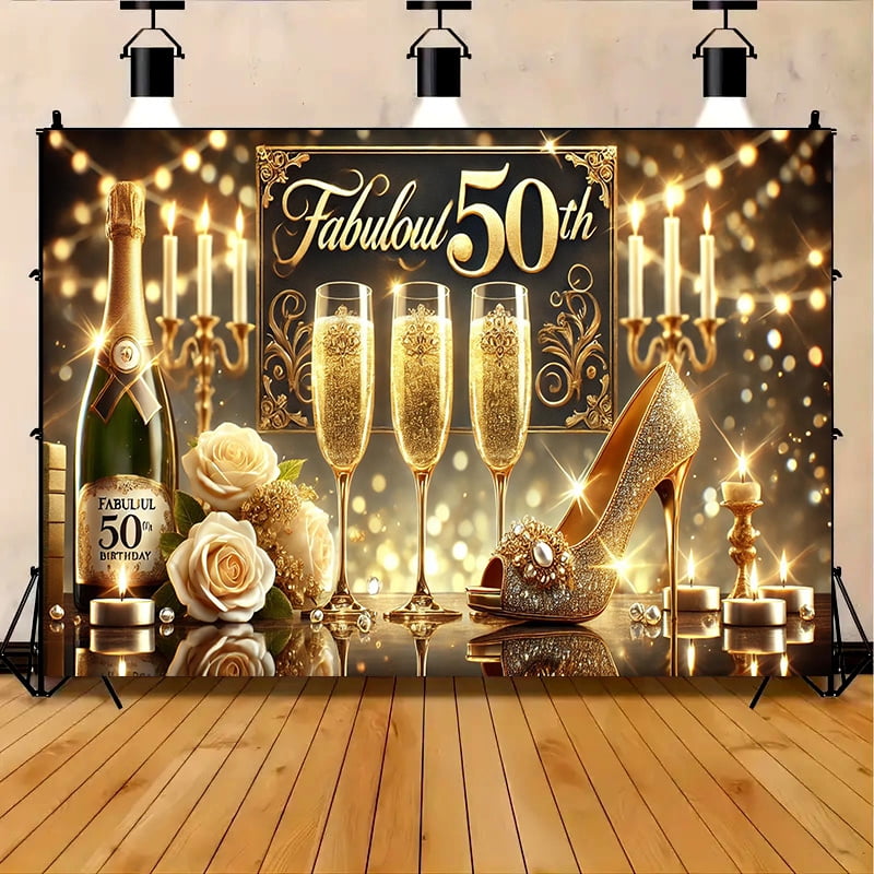 Fabulous 50th Birthday Party Backdrop Happy 50th Birthday Party ...