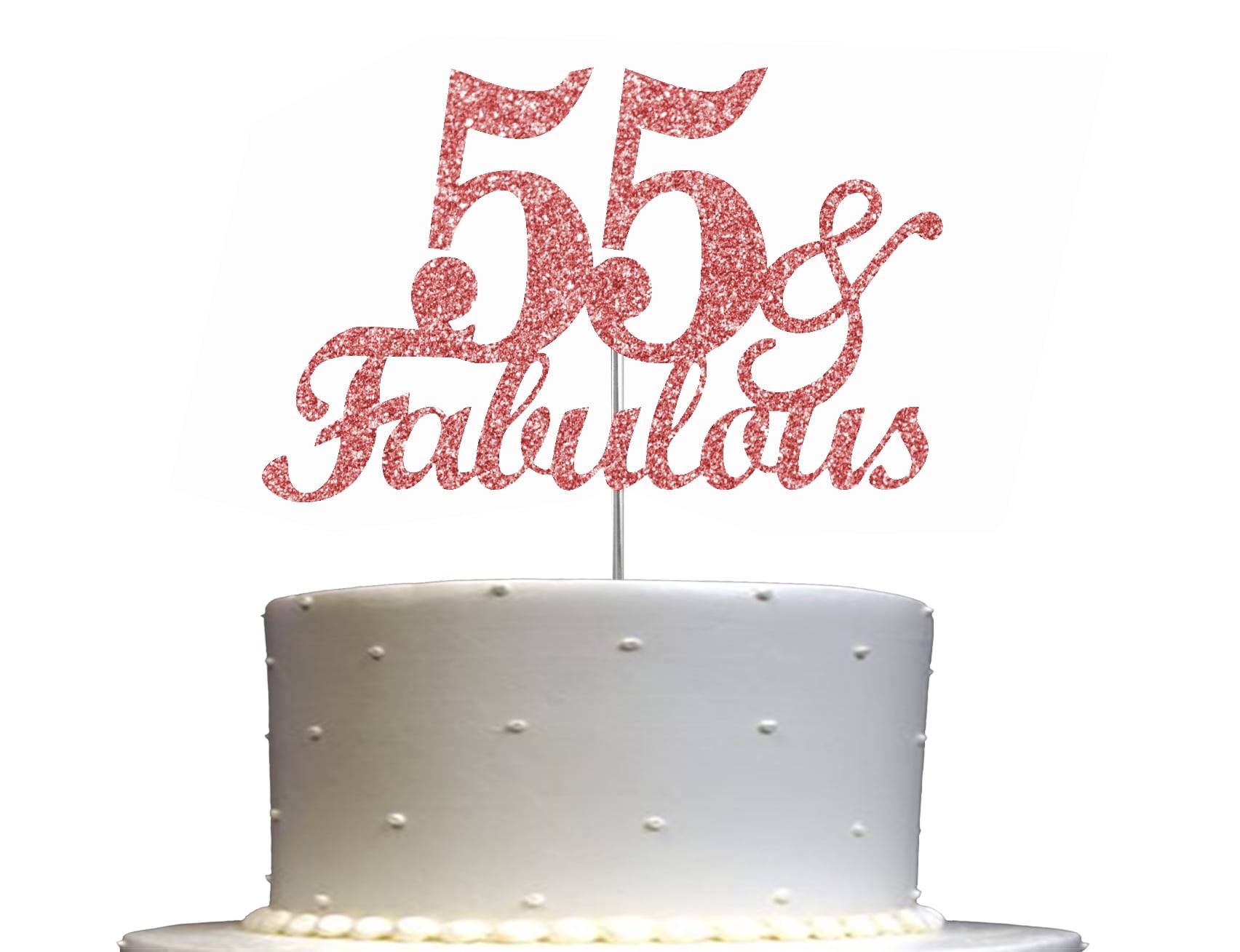 Fabulous & 55 Cake Topper Rose Gold Glitter, 55th Birthday Party ...