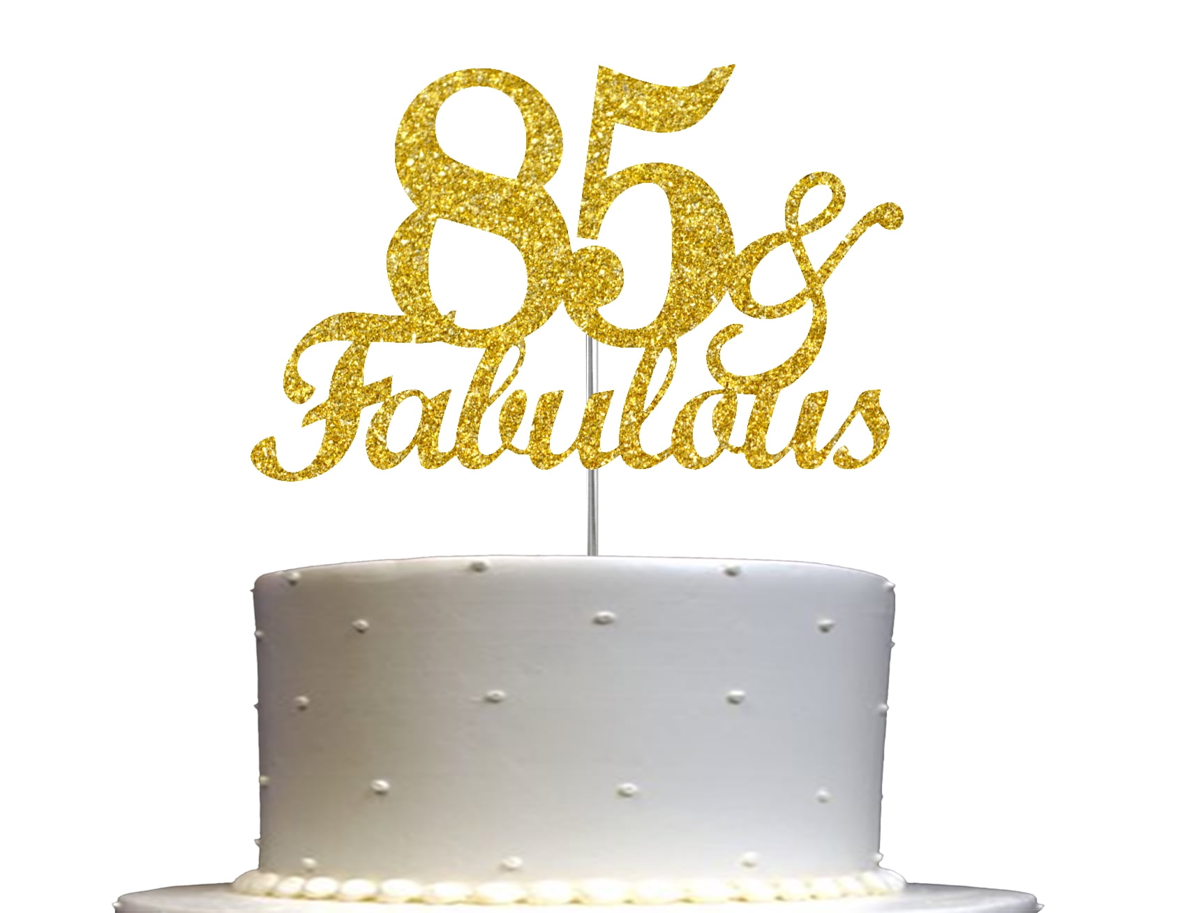 Fabulous & 85 Cake Topper Gold Glitter, 85th Birthday Party Decoration ...