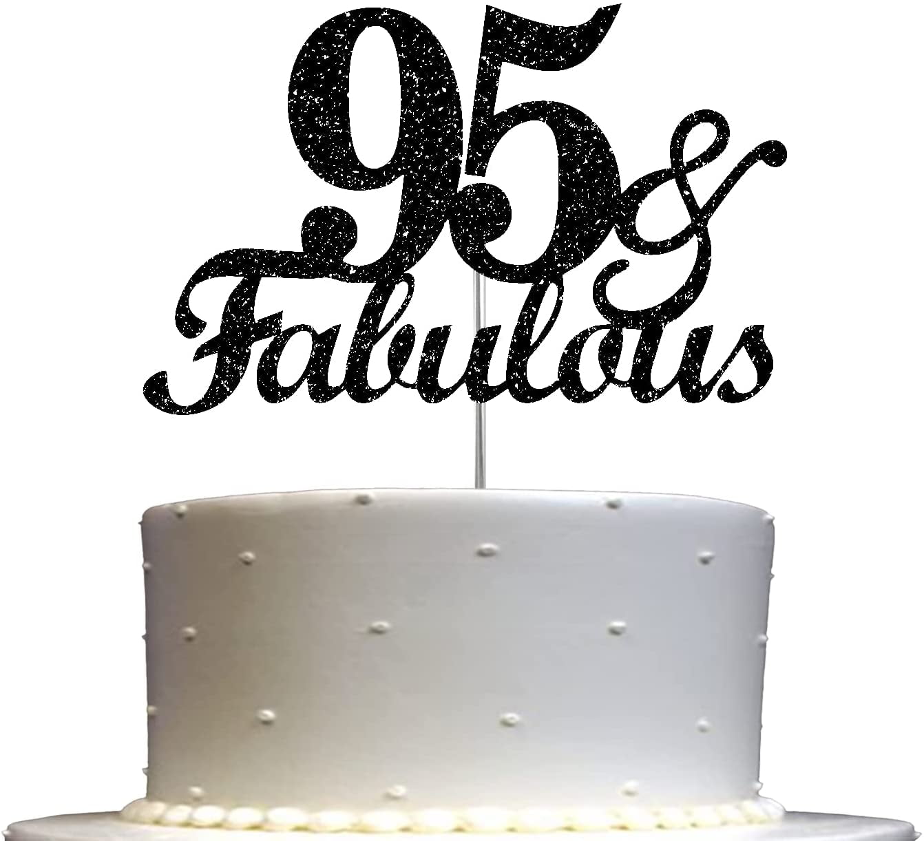 Fabulous & 95 Black Glitter Cake Topper, 95th Birthday Party ...