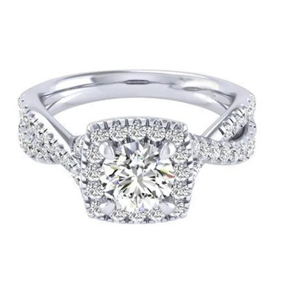 Fabulous Halo Engagement Ring, 2.1 CT Round Brilliant Cut Simulated ...