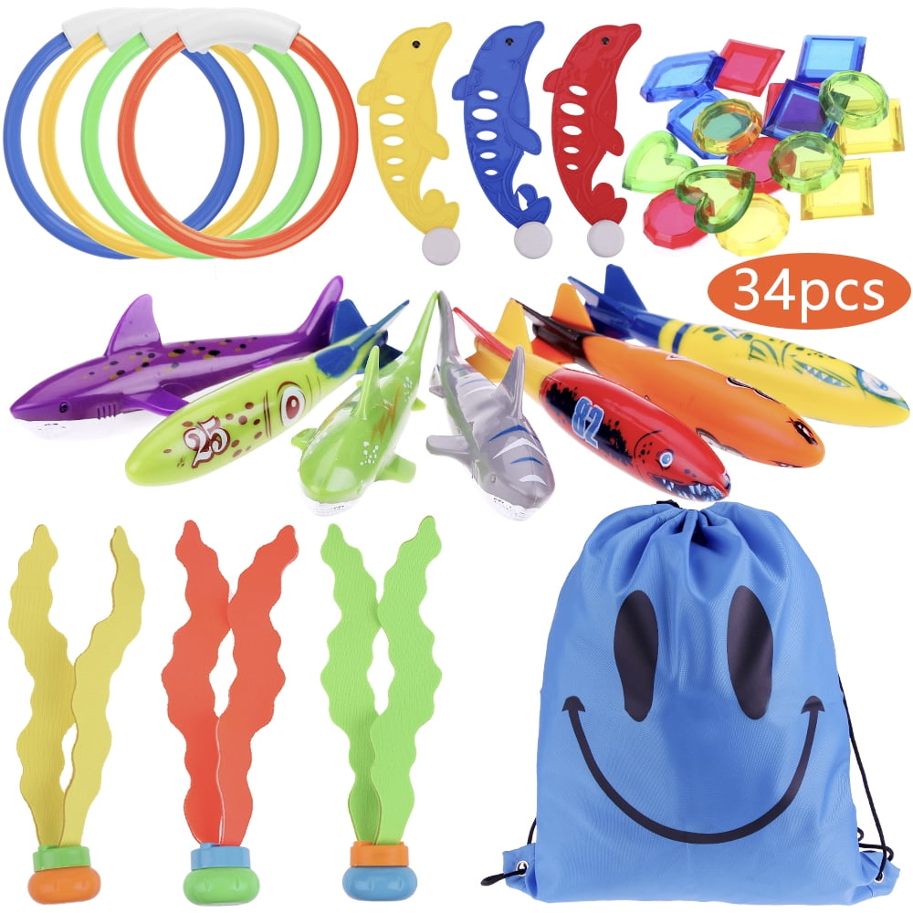 Faburo 34 Piece Diving Toy, Underwater Pool Toy Set with Torpedos ...