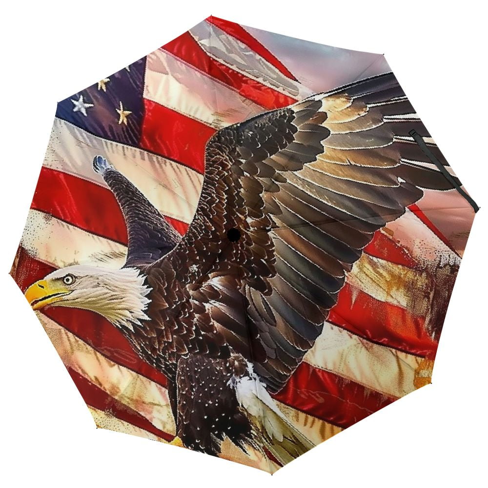Facannap American Flag Majesty Three-Fold Umbrella Automatic Open Close ...