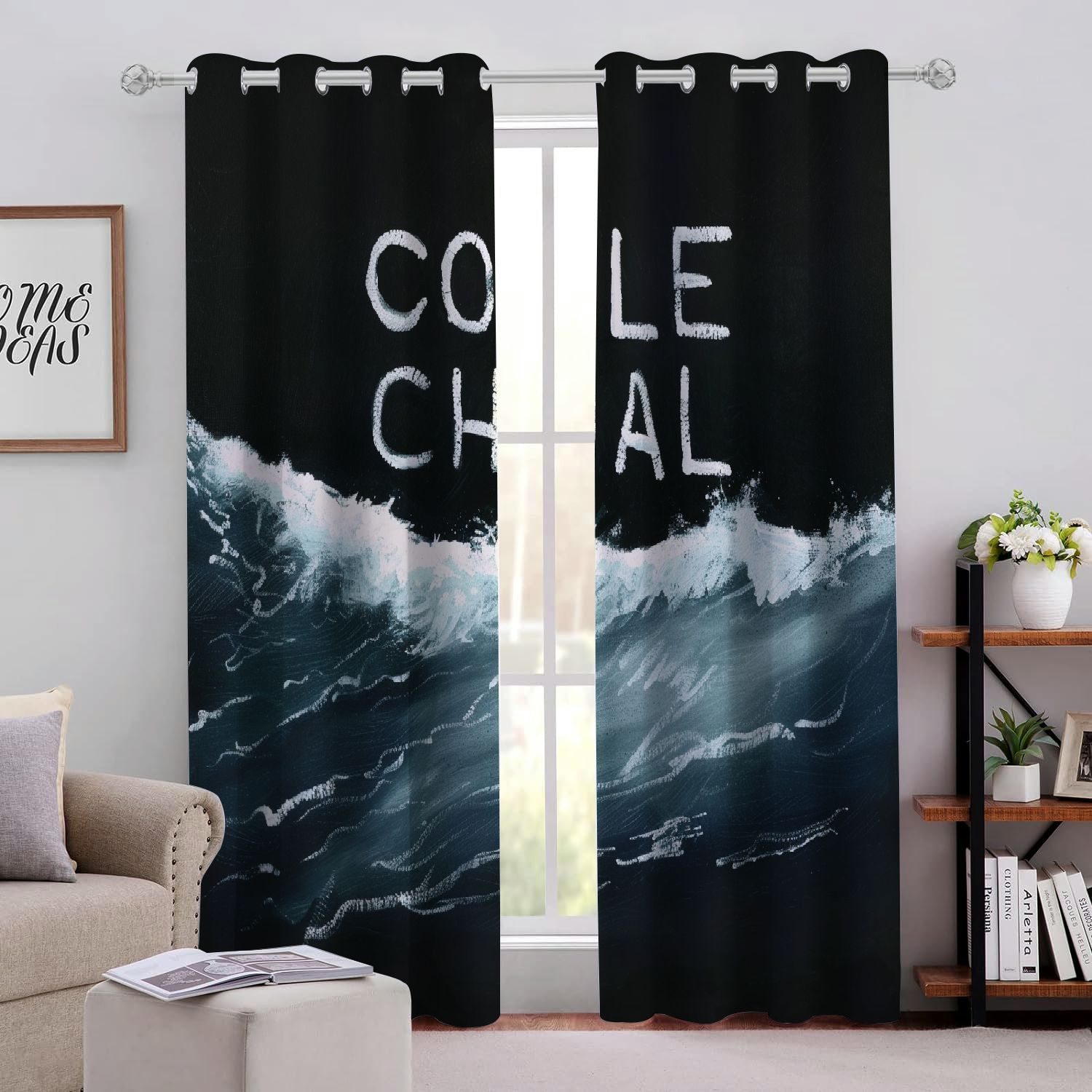 Facannap Art Perforated Blackout Curtains 2-Pack Light Blocking ...