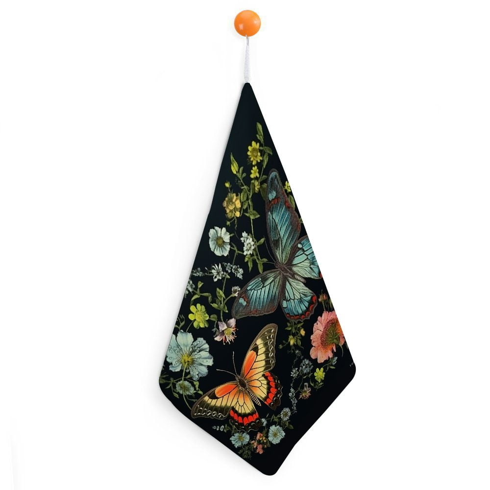 Facannap Butterfly Flowers Reusable Hand Towels 11.8x11.8in Quick-Dry ...