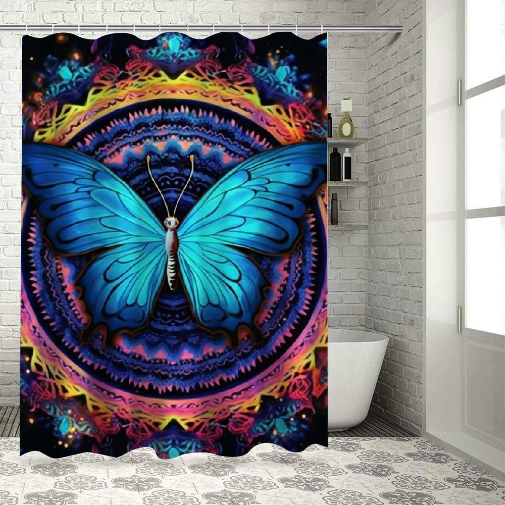 Facannap Butterfly Psychedelic Art Waterproof Shower Curtain Multiple ...