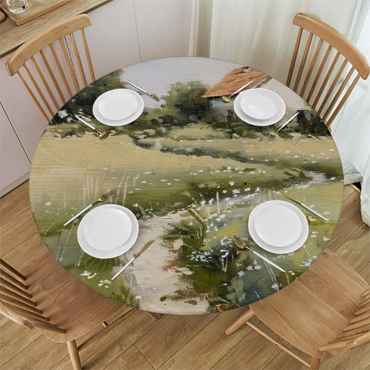 Facannap Countryside Landscape Round Tablecloth for Picnic Dining ...