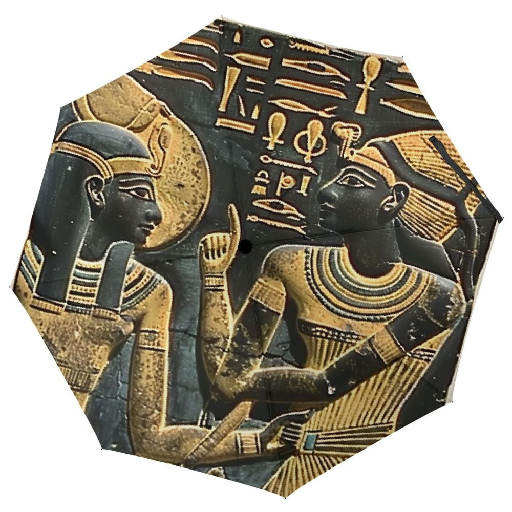 Facannap Egyptian Art Staff Three-Fold Umbrella Automatic for Outdoor ...