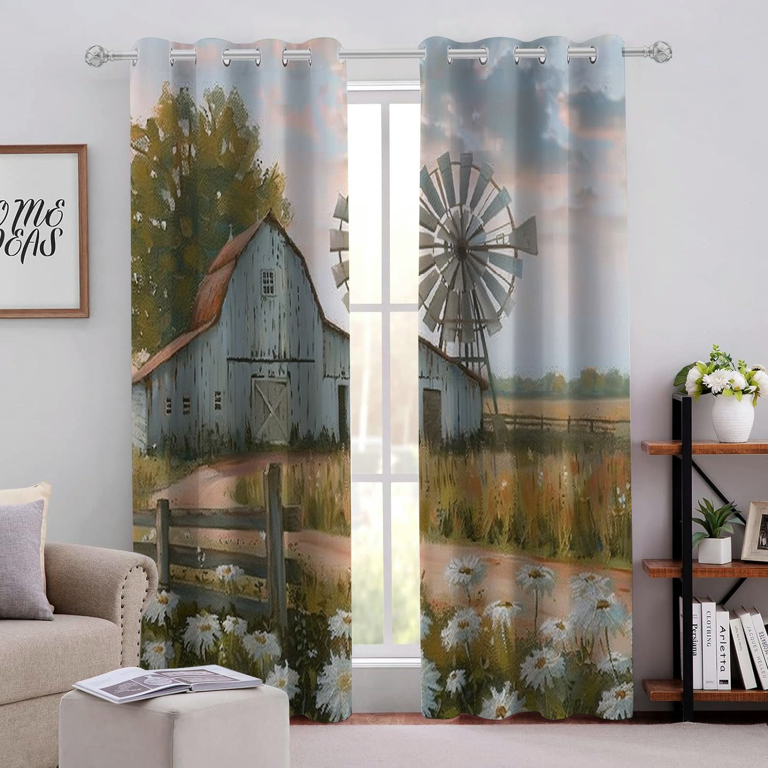 Facannap Farm Animals Perforated Blackout Curtains 2-Pack Noise ...