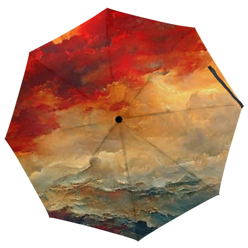 Facannap Fire Sky Cloud Three-Fold Automatic Umbrella For Outdoor ...