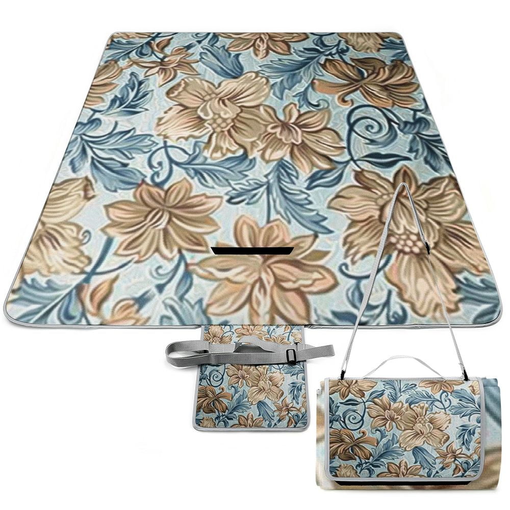 Facannap Flowers Leaves Pattern Square Outdoor Picnic Mat Sand Proof ...