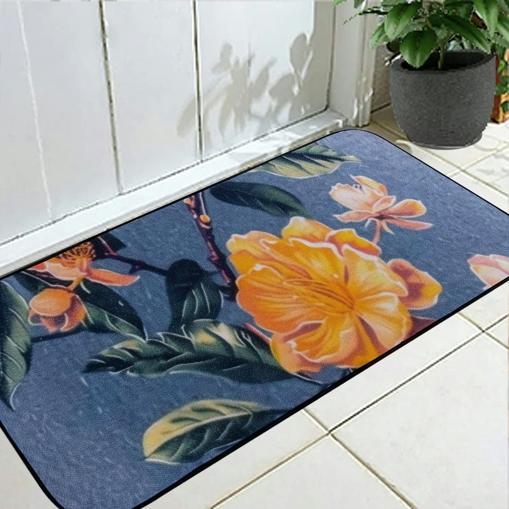 Facannap Flowers Leaves Square Felt Floor Mat for Home Entrance Outside ...