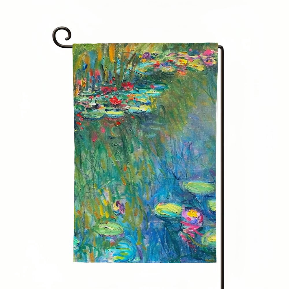 Facannap Flowers Pond Impressionism Garden Flag 12x18in Burlap Yard ...