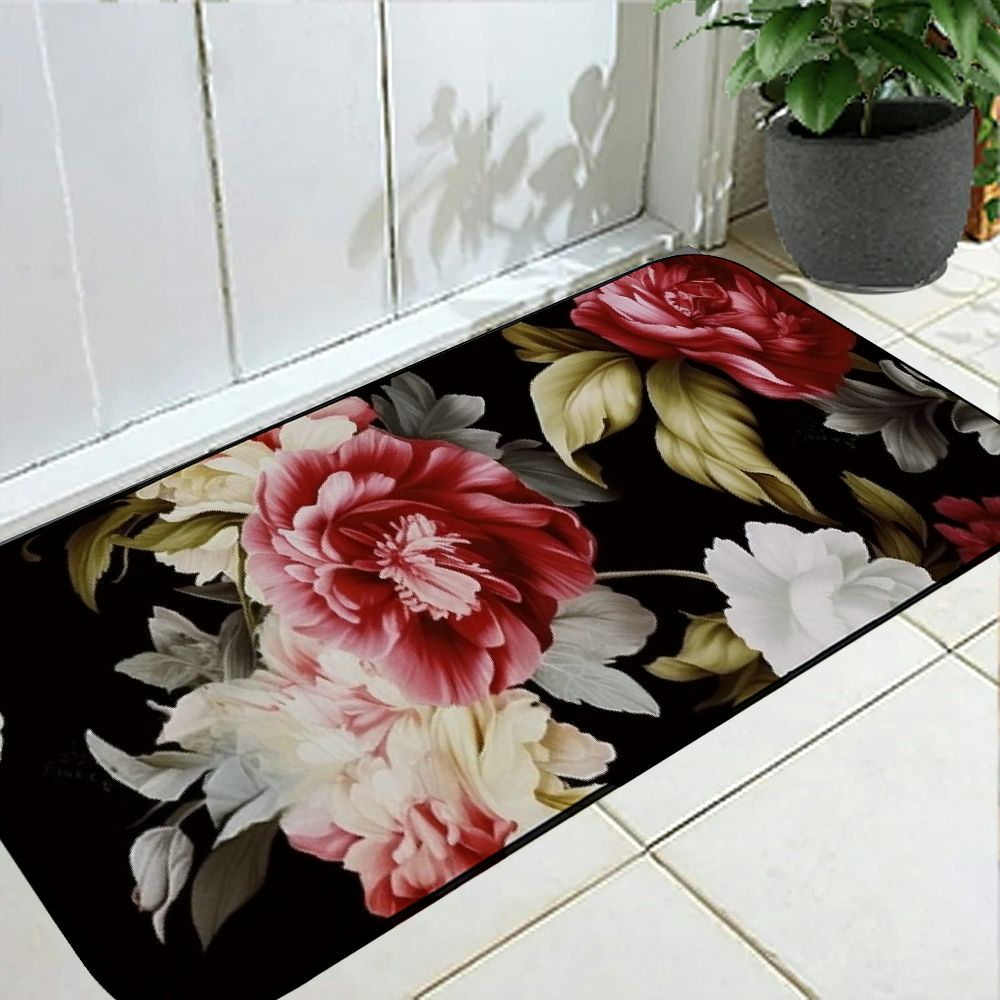 Facannap Flowers Square Door Mat Indoor/Outdoor/Front Door/Bathroom ...