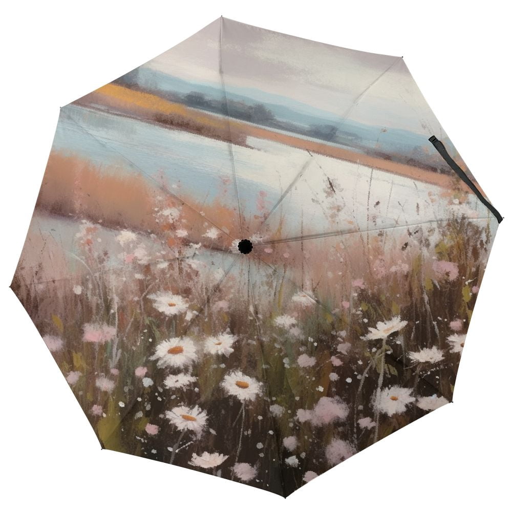 Facannap Flowers Three-Fold Automatic Umbrella for Outdoor, Special ...