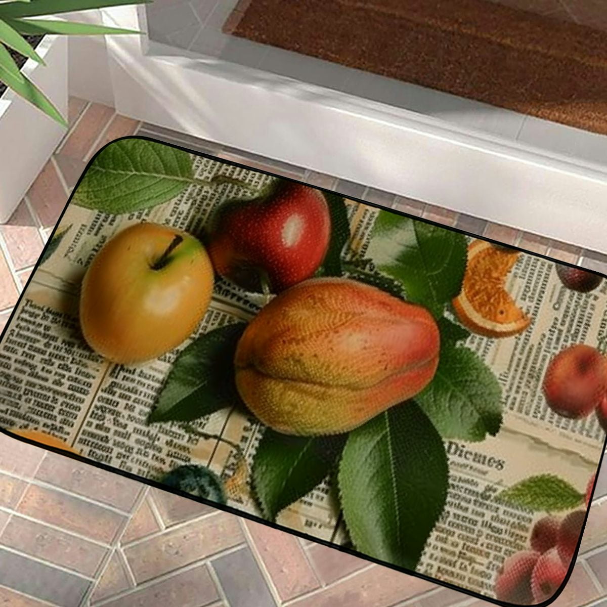 Facannap Fruit Leaves Square Floor Mat for Home Entrance Outside Entry ...
