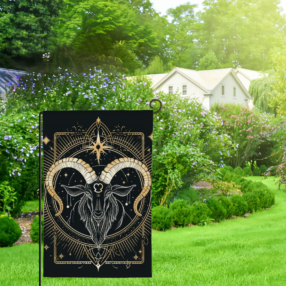 Facannap Goat Pentagram Occult Garden Flag Linen Double Sided Vertical ...