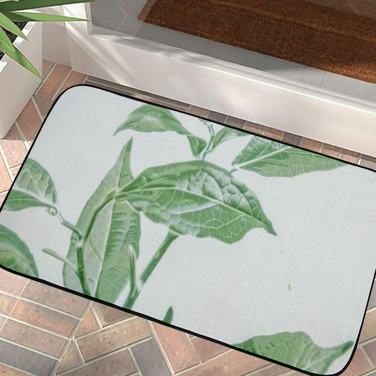 Facannap Green Leaves Square Door Mat Indoor/Outdoor/Bathroom Mats Felt ...