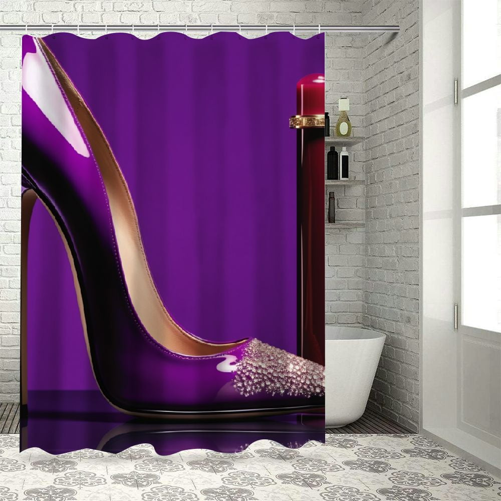 Facannap High Heels Lipstick Poster Waterproof Shower Curtain in ...