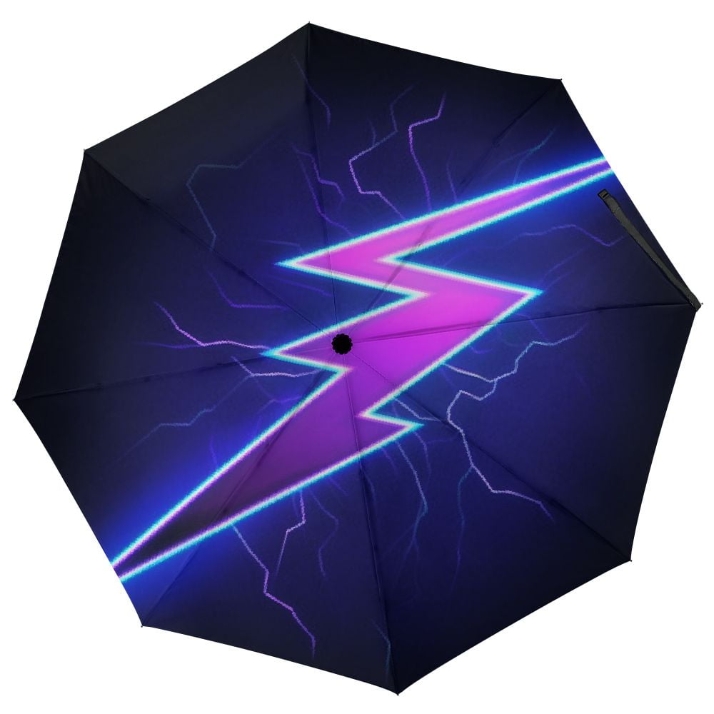 Facannap Lightning Bolt Three-Fold Travel Umbrella Automatic Open Close ...