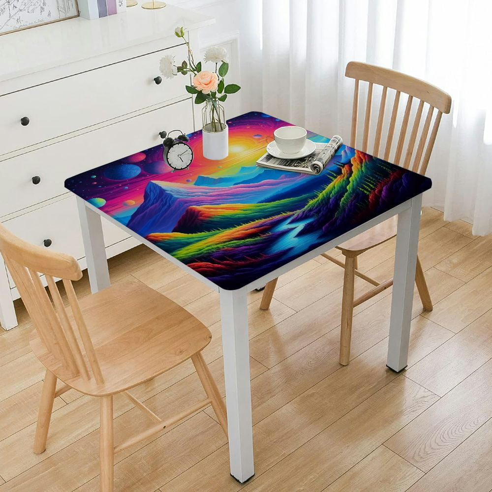 Facannap Mountain Range Stars Rainbow Square Table Cloth 100% Polyester ...
