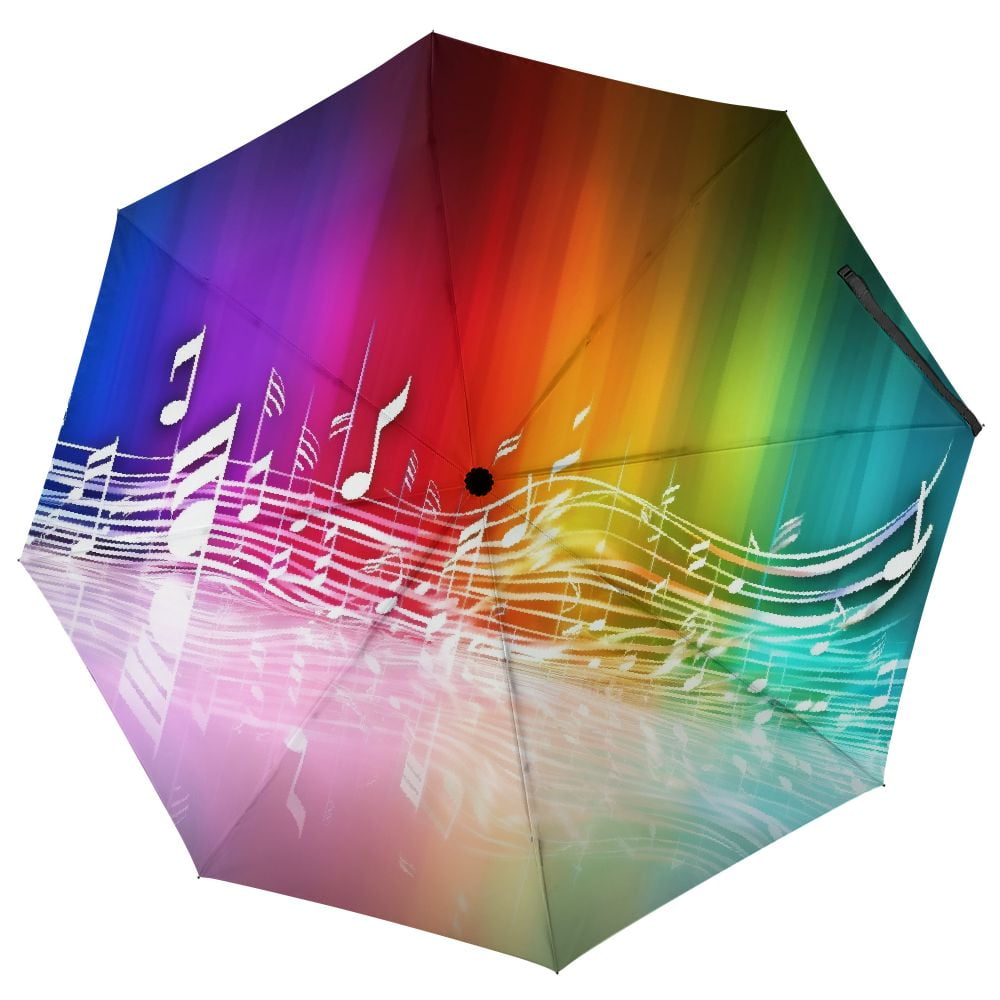 Facannap Musical Notes Rainbow Three-Fold Automatic Portable Umbrella ...