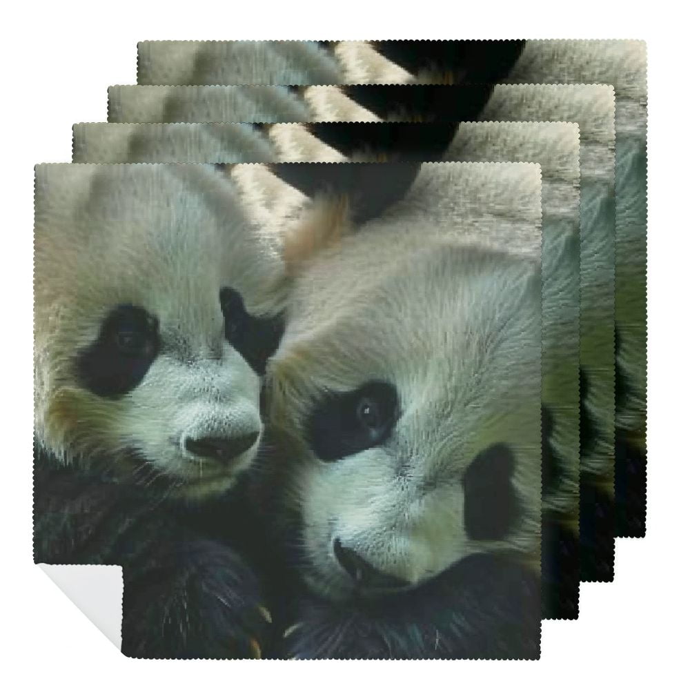 Facannap Panda Bears Tree Branch Affection Polyester Dinner Napkin for ...