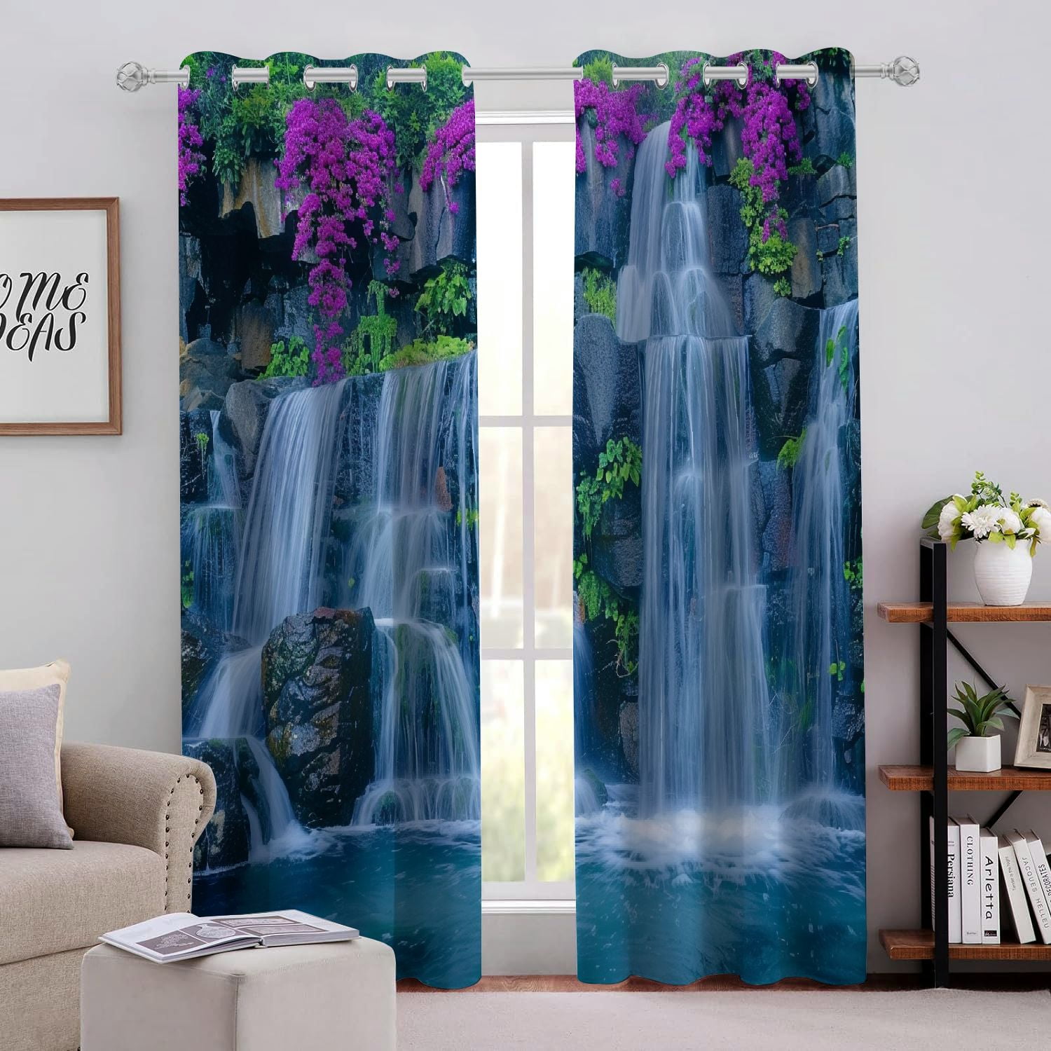 Facannap Perforated Blackout Curtains 2 Pack Light Blocking Curtains ...