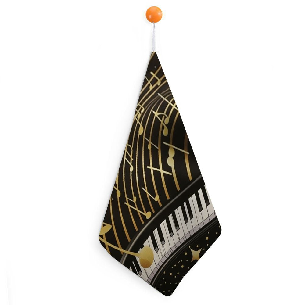 Facannap Piano Music Notes Stars Reusable Hand Towels with Loop 11.8x11 ...