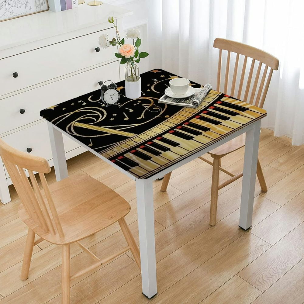 Facannap Piano Music Notes Stars Square Table Cover 100% Polyester ...